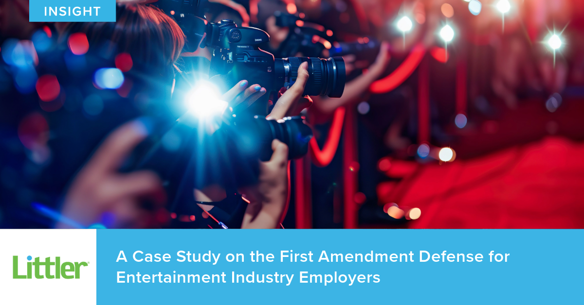 A Case Study on the First Amendment Defense for Entertainment Industry ...