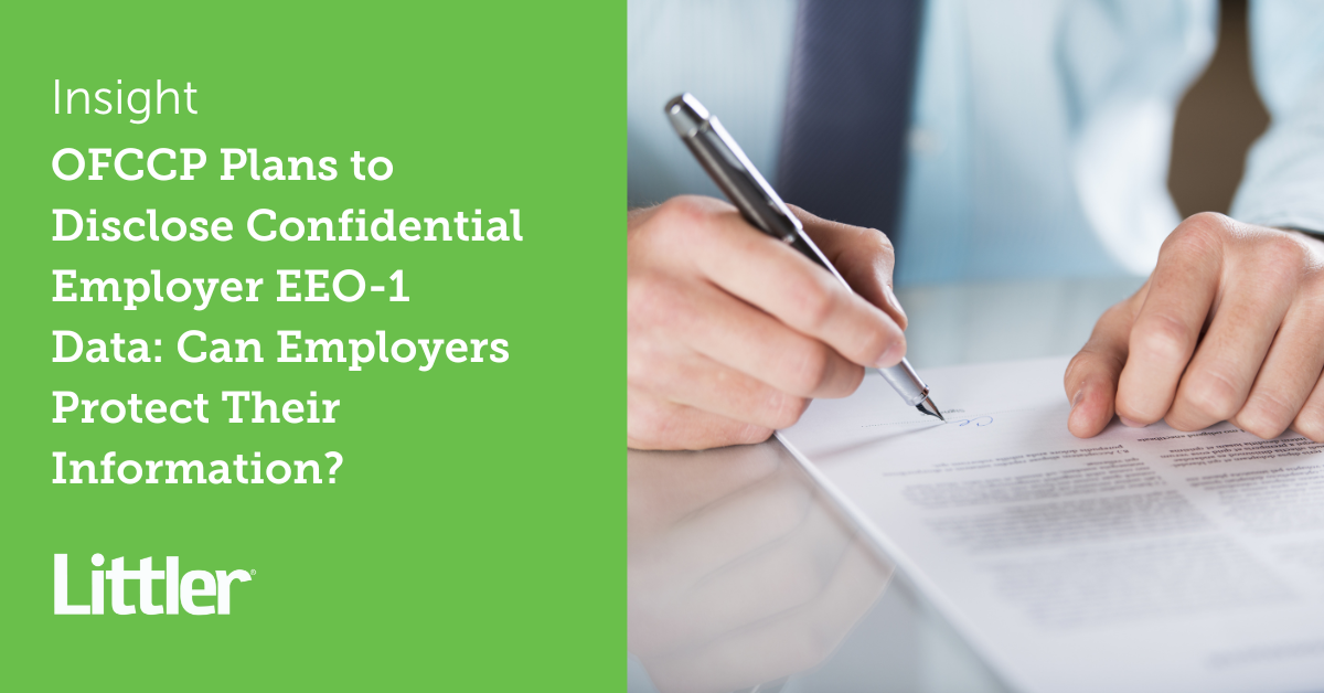 OFCCP Plans to Disclose Confidential Employer EEO-1 Data: Can Employers ...