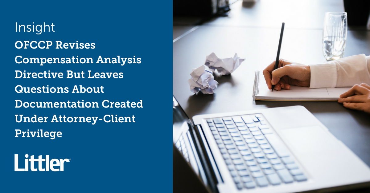 OFCCP Revises Compensation Analysis Directive But Leaves Questions ...