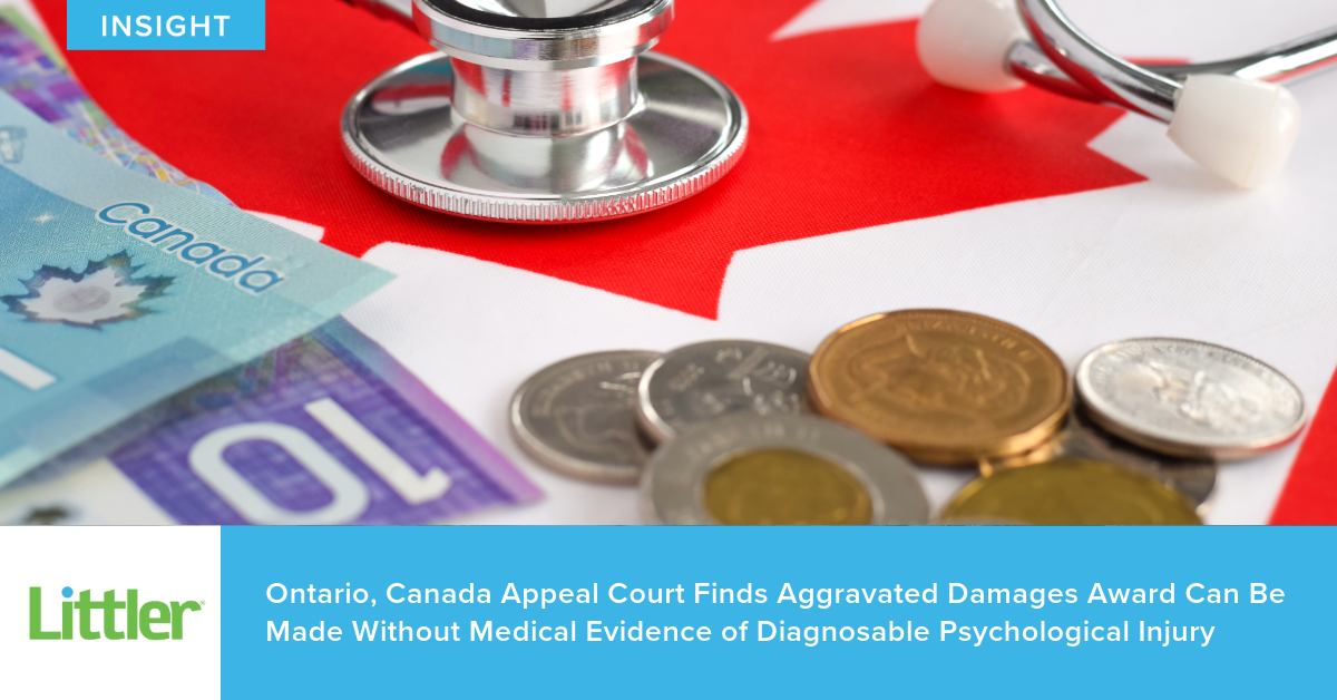 Ontario, Canada Appeal Court Finds Aggravated Damages Award Can Be Made ...
