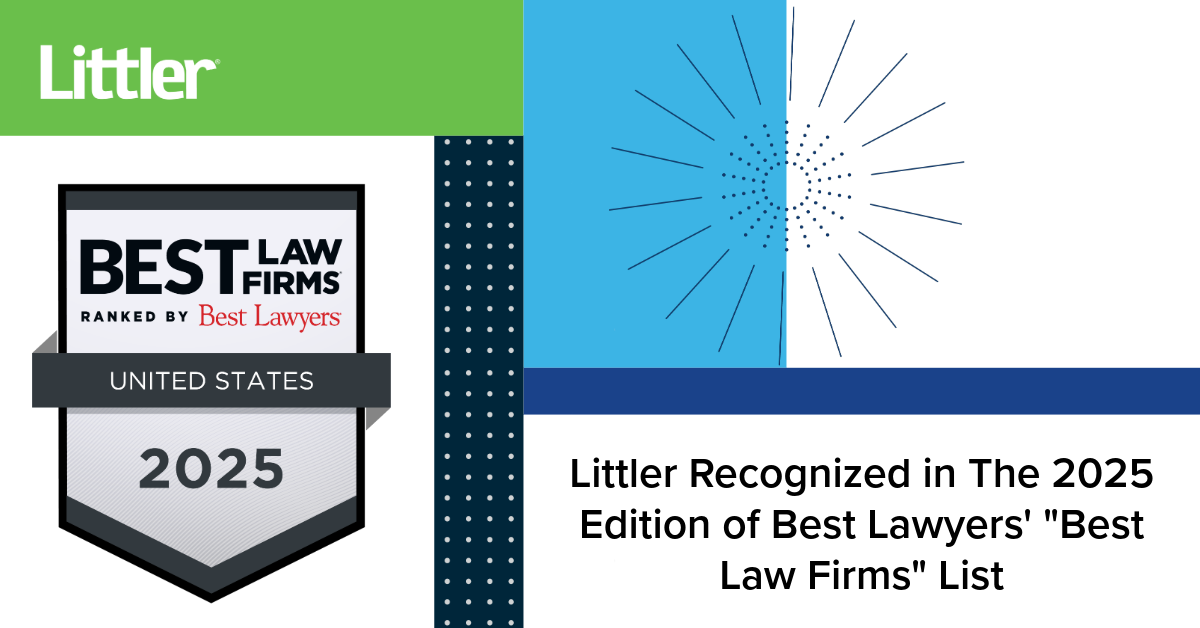 Littler Receives National Tier 1 Rankings in the 2025 Edition of Best ...